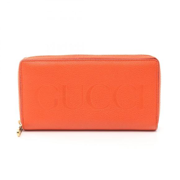 Gucci | Bags | Gucci Logo Round Long Wallet Leather Orange | Poshmark